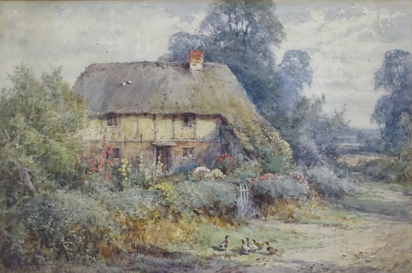Henry John Sylvester Stannard (1870 – 1951), watercolour, the thatched ...