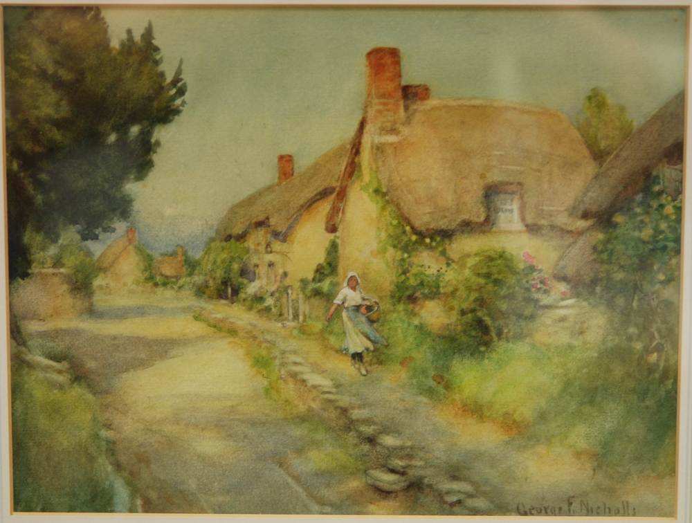 GEORGE F. NICHOLLS, RA (EX.1885-1937) – ‘A Cotswold Village ...